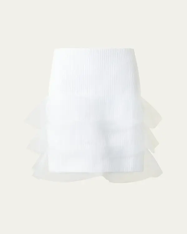 Akris Ruffle-trim Ribbed Mini Skirt