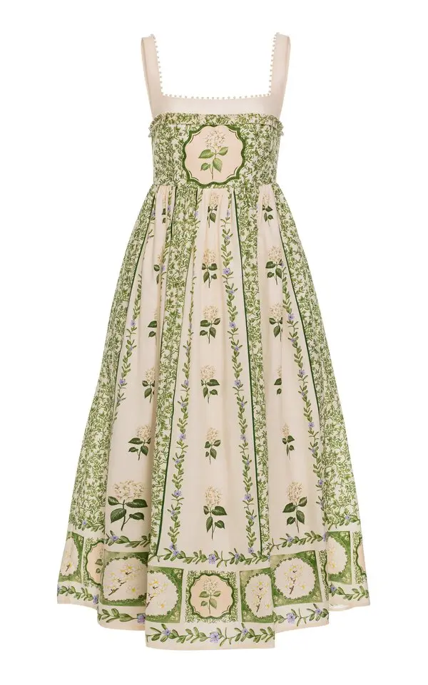 Agua Bendita Barbara Embroidered Cotton Midi Dress - Multi