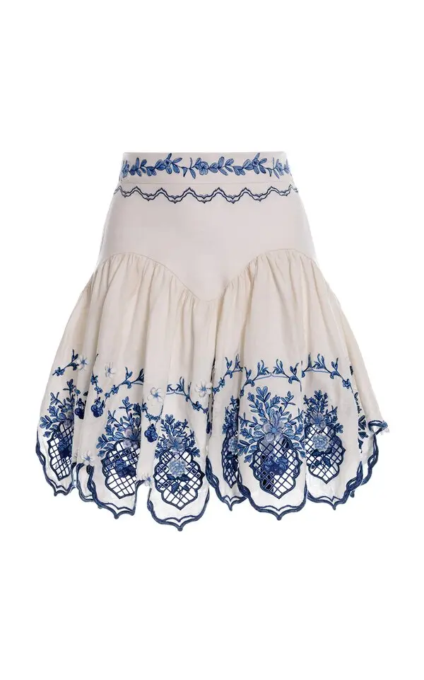 Agua Bendita Acaí Embroidered Linen Mini Skirt - Multi