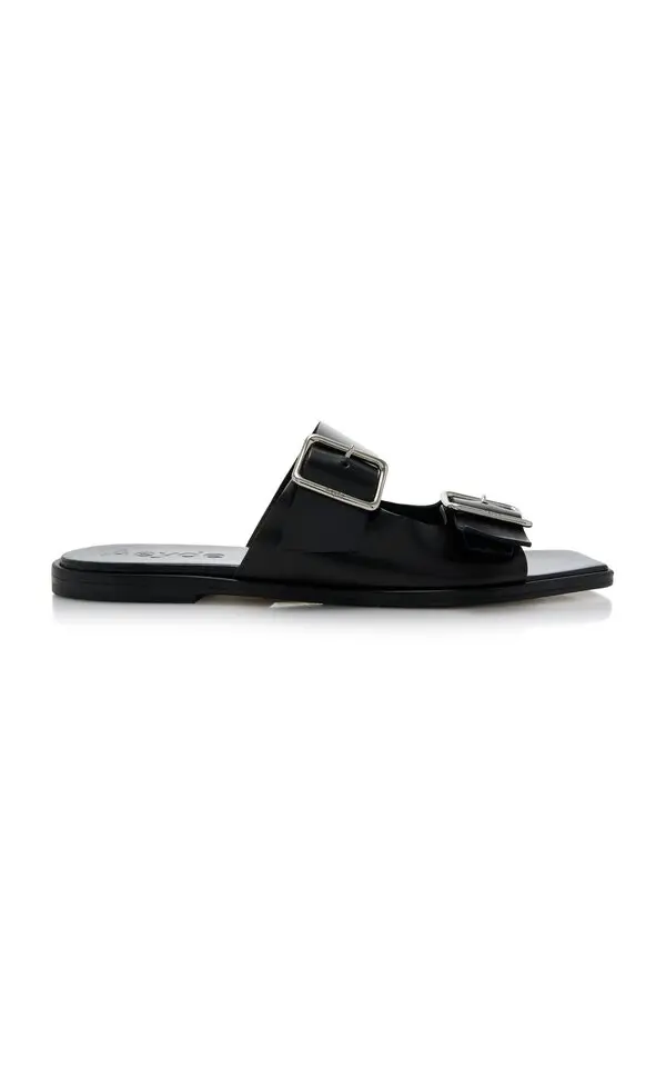 AeydĒ Tonya Leather Slide Sandals - Black