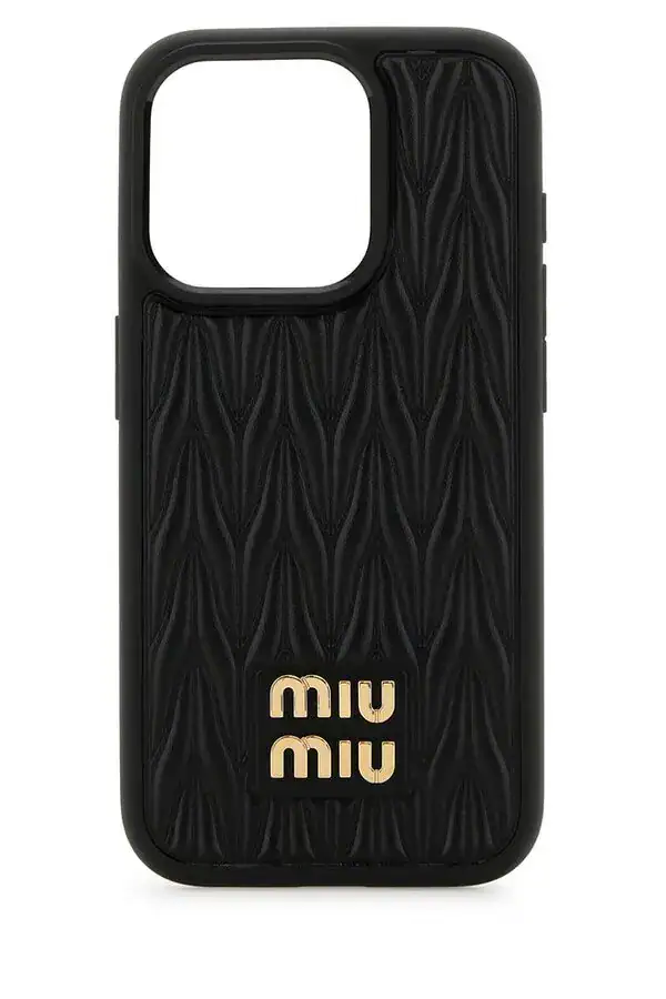 Miu Miu Logo-Lettering Iphone 15 Pro Case In Black - 4% Off 