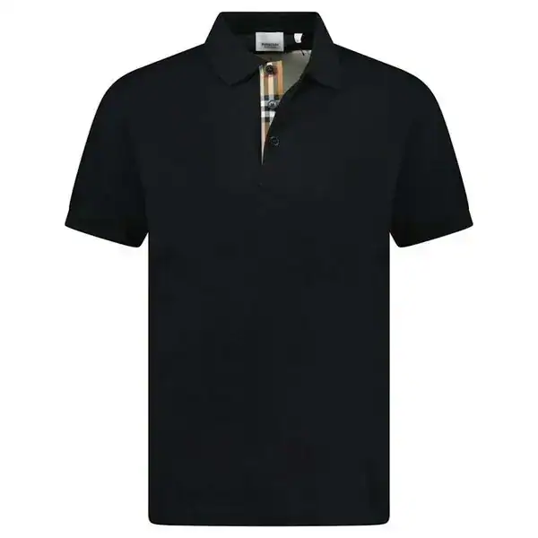 Burberry Hartford Check Placket Polo Shirt - Black | Editorialist