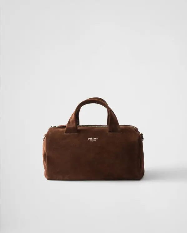 Prada Small Suede Duffle Bag - Coffee