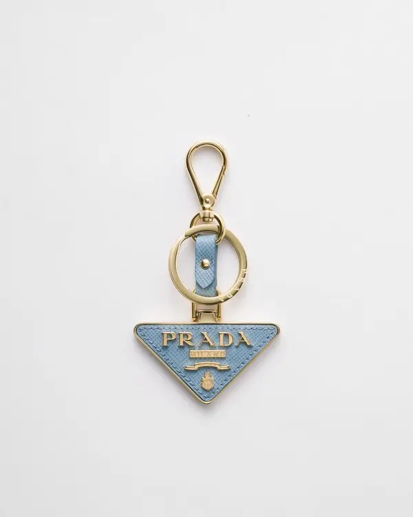 Prada Saffiano Leather And Metal Keychain - Astral Blue