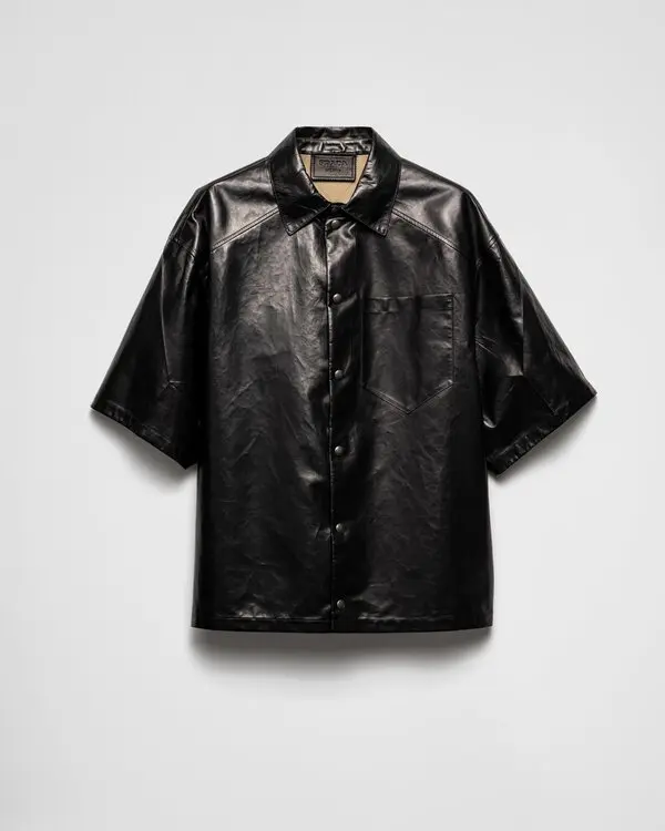 Prada Nappa And Fabric Shirt - Black+sand