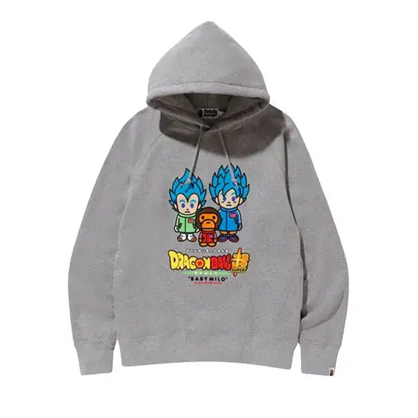 Bape X Dragon Ball Z Super Son Goku & Vegeta Hoodie - Grey 