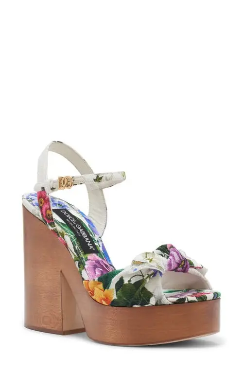 Dolce & Gabbana Gardenia Print Platform Sandal - Mix Fiori Cretonne
