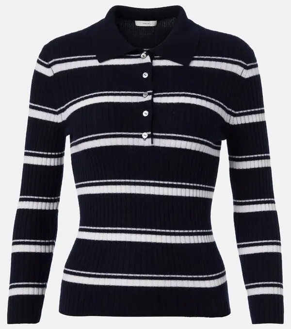 Vince Striped Cashmere And Silk Polo Sweater - Multicoloured