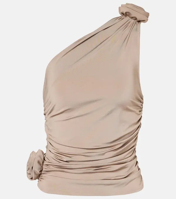 Magda Butrym Floral-appliqué One-shoulder Top - Beige