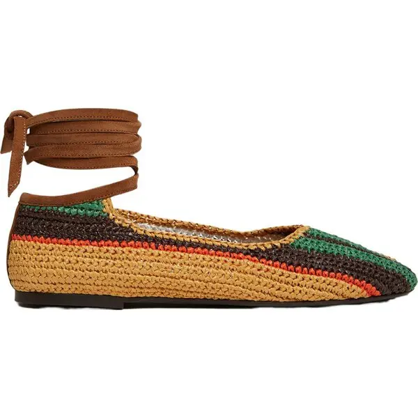 La DoubleJ Crochet Raffia Ballerina Flats