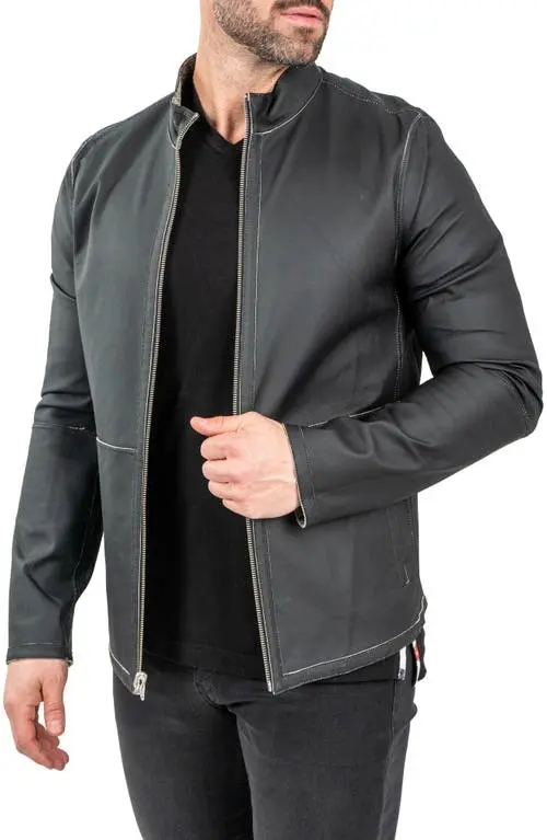 MACEOO Reversible Leather Jacket - Grey