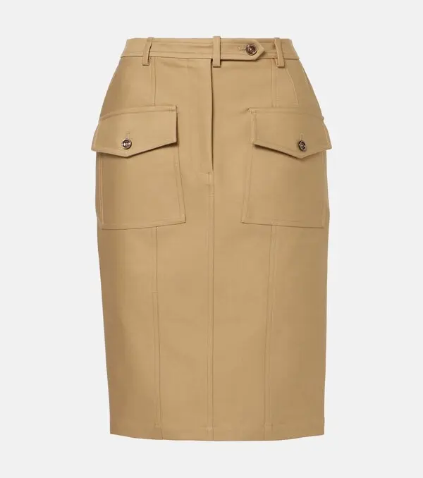 TOM FORD Cotton-blend Tricotine Midi Skirt - Beige
