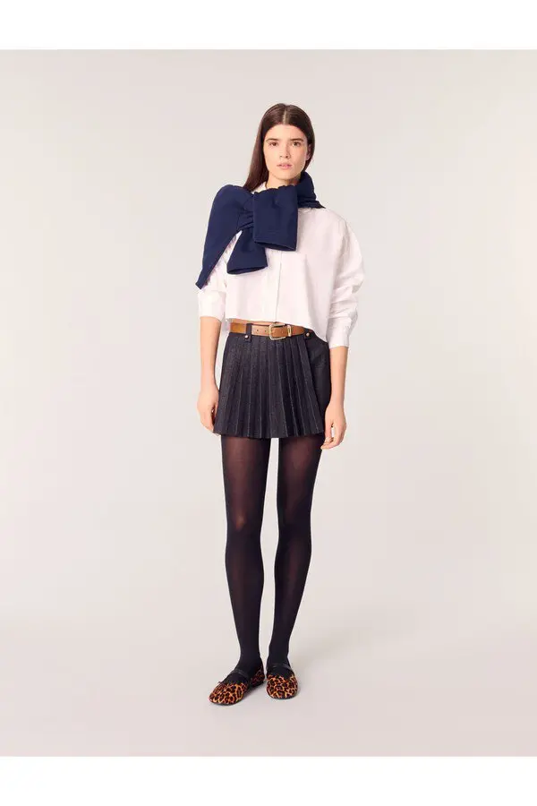 Maje Layered-effect Pleated Denim Skort