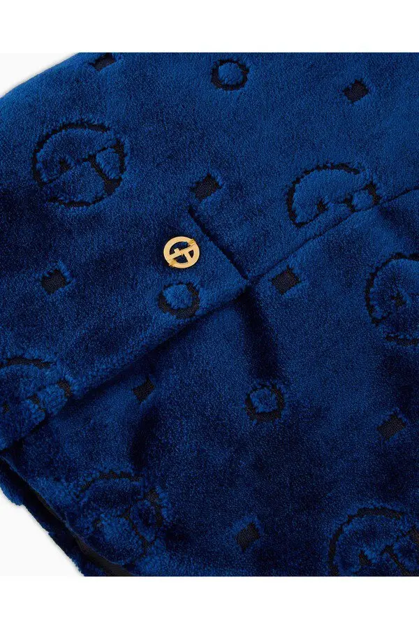 Giorgio Armani Poldo X Monogram Jacquard Velvet Coat - Blue
