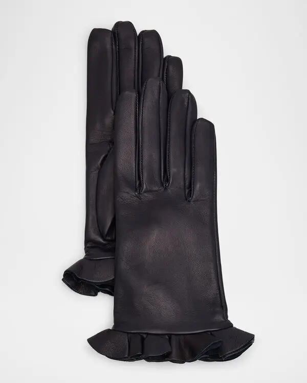 PAULA ROWAN Danielle Leather Gloves - Navy