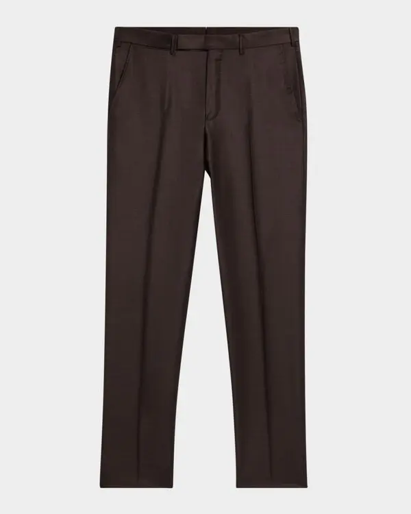 Zegna Trofeo Sharkskin Trousers - Dk Brw Sld