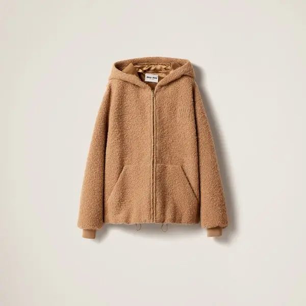 Miu Miu Pile Hoodie Jacket - Camel Brown