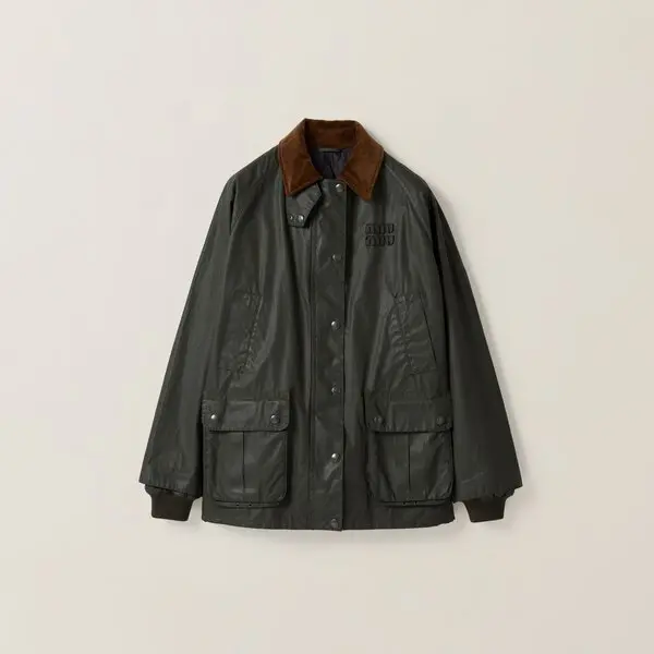 Miu Miu Resin-finish Poplin Caban Jacket - Forest Green