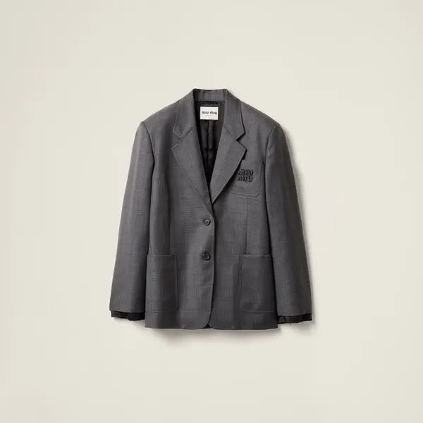 Miu Miu Prince Of Wales Checked Wool Jacket