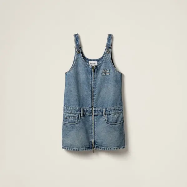 Miu Miu Denim And Poplin Zip-up Dress