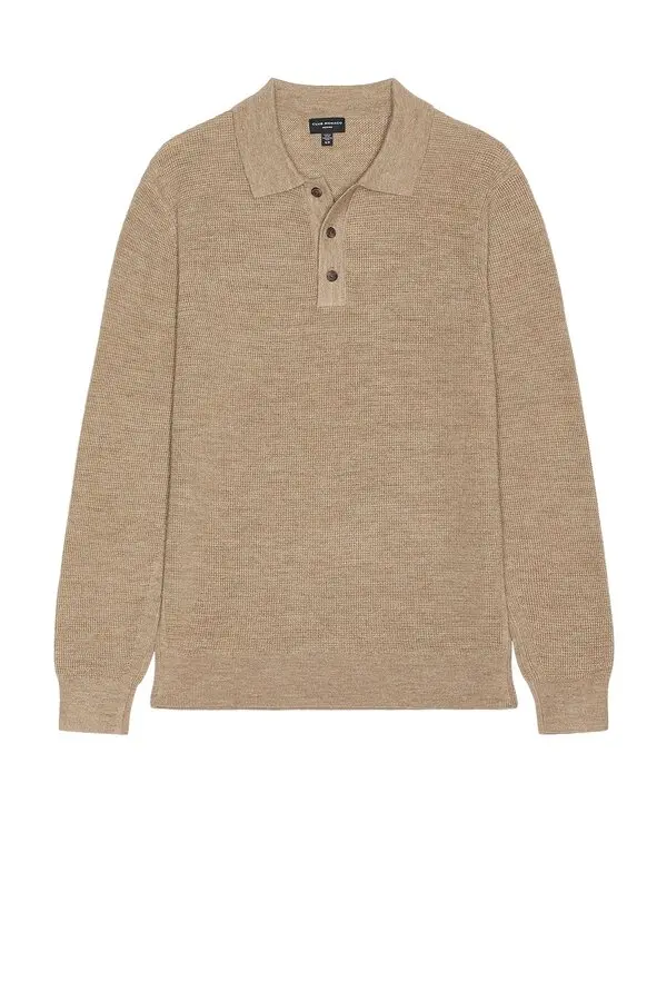 Club Monaco Refined Texture Polo In Beige