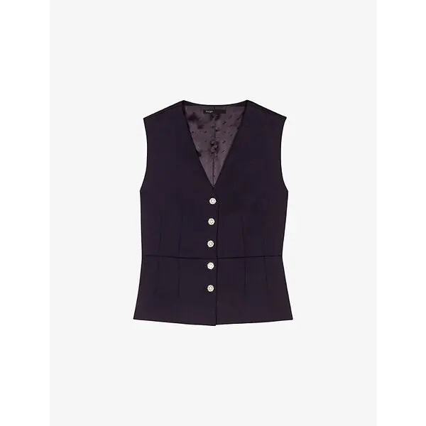Maje V-neck Sleeveless Waistcoat - Bleus