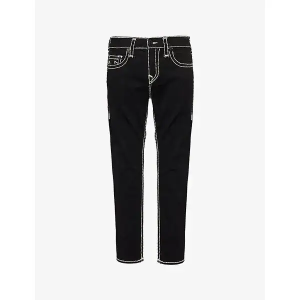 True Religion Rocco Exposed-Stitch Relaxed-Fit Skinny Jeans