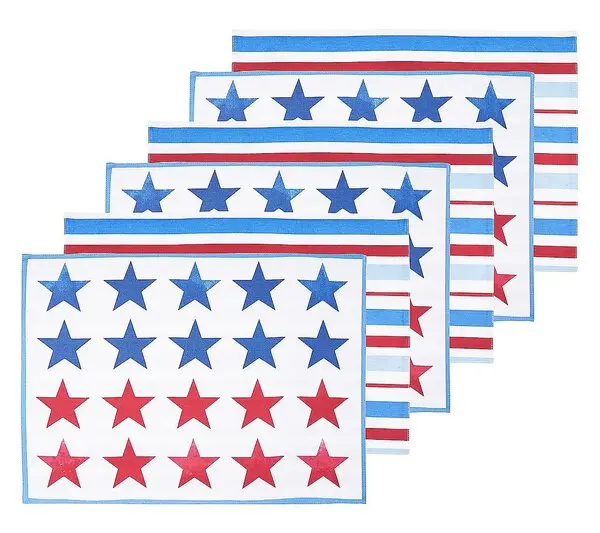 VALERIE PARR HILL Red White & Pow Placemat Set Of 6 Valerie