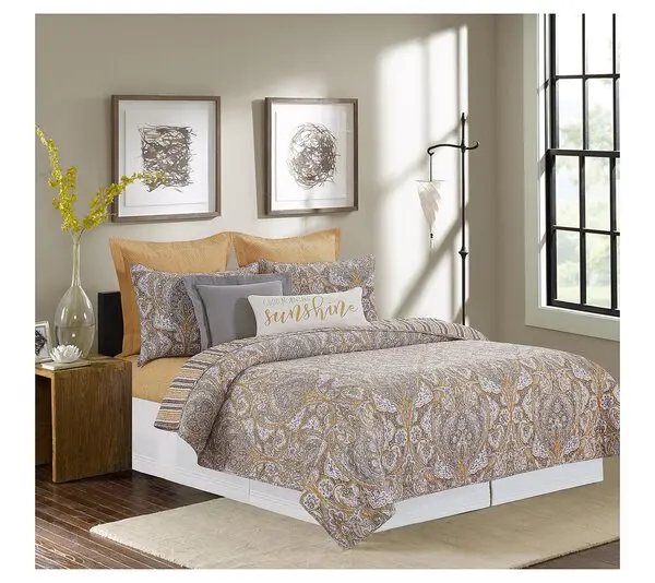VALERIE PARR HILL Shay Damask Full/queen Bedding 3 Piece Quilt Se T Valerie