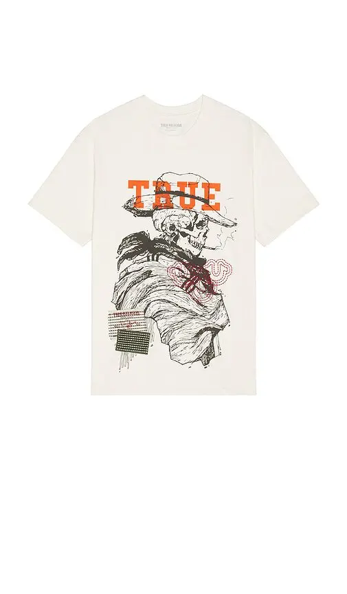 True Religion Yellow Stone Sashiko Tee In White