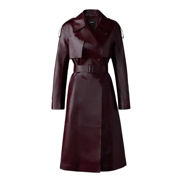 Mackage Carmela Leather Trench Coat - Garnet