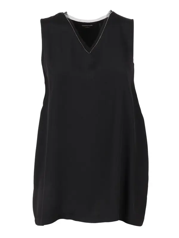 Fabiana Filippi Enver Satin Top - Black