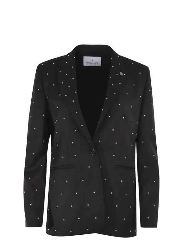 MANUEL RITZ Viscose Blend Jacket With Rhinestone Detailing - Black