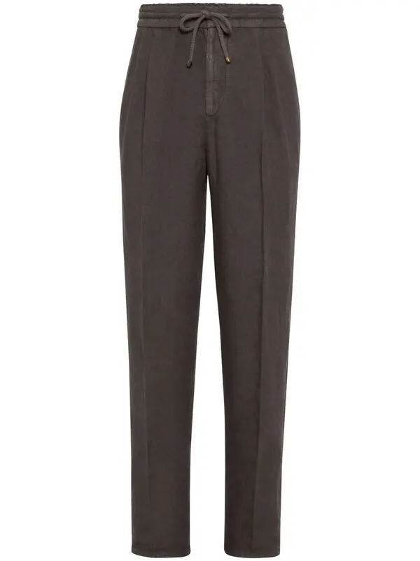 Brunello Cucinelli Garment-dyed Linen Track Pants