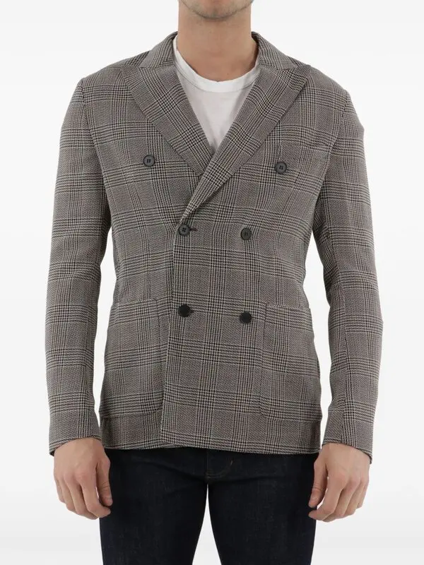 TONELLO Double-breasted Glen Plaid Jacket