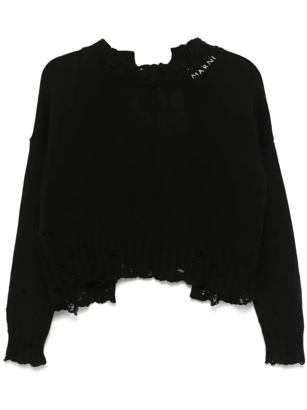 Marni Dishevelled Cotton Sweater - Black