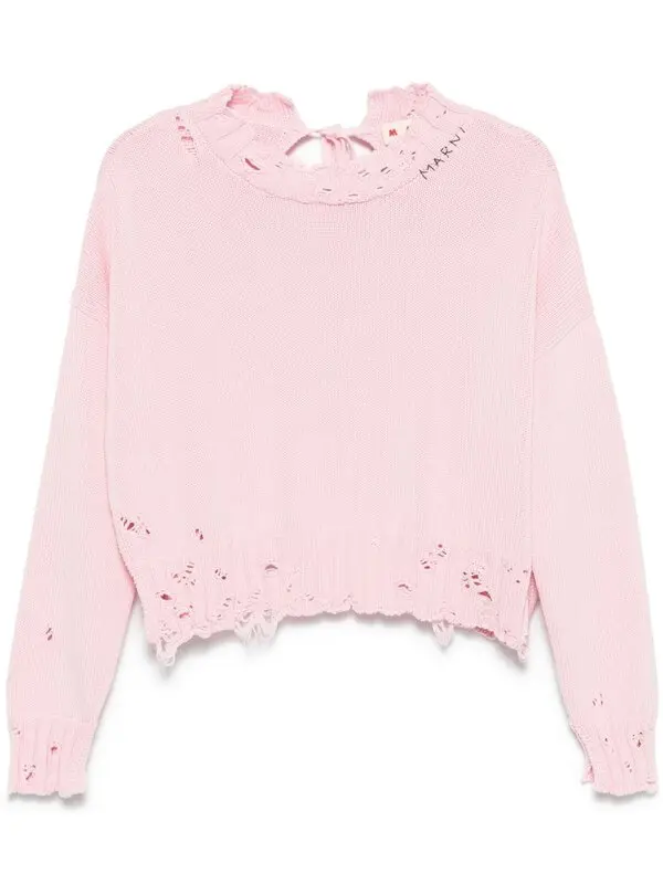 Marni Dishevelled Cotton Sweater - Pink
