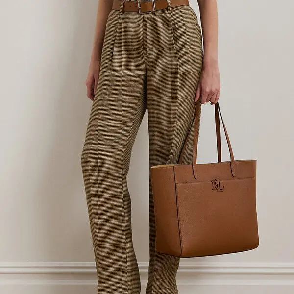 Ralph Lauren Pebbled Leather Large Cameryn Tote Bag - Lauren Tan