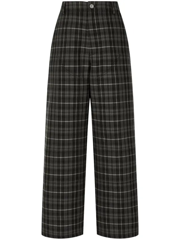 STUDIO TOMBOY Tartan-check Wide-leg Trousers