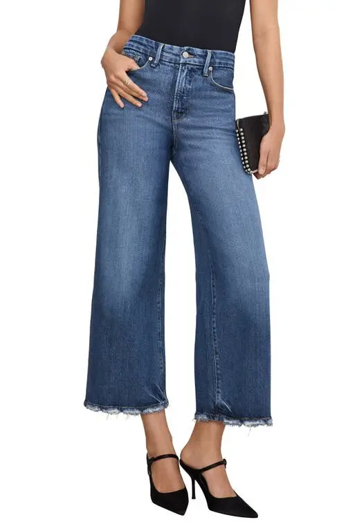Good American Soft Tech Good Waist High Rise Crop Palazzo Jeans