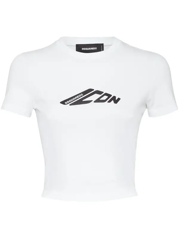 Dsquared2 D2 Icon-print Cropped T-shirt - White