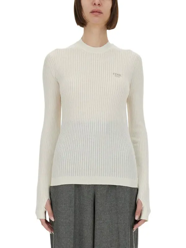 Fendi Slim Fit Wool And Silk Sweater