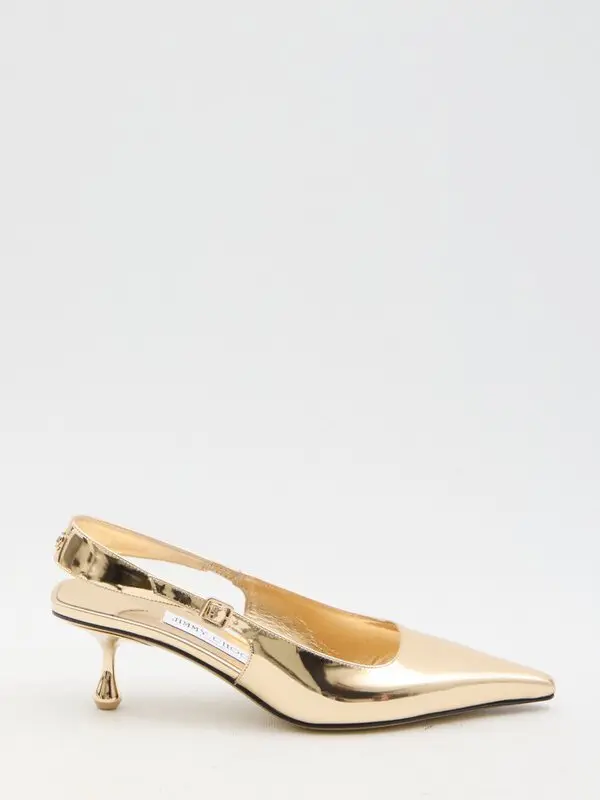 JIMMY CHOO Amel 50 Slingback Pumps - Gold