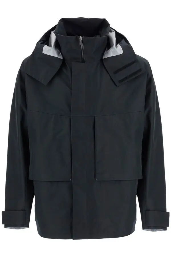 Herno Short Waterproof Jacket With Hood In Black 33% Off