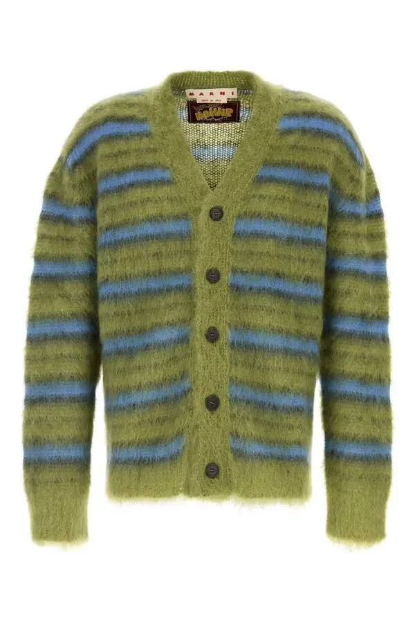 Marni Embroidered Mohair Blend Cardigan - Stripped
