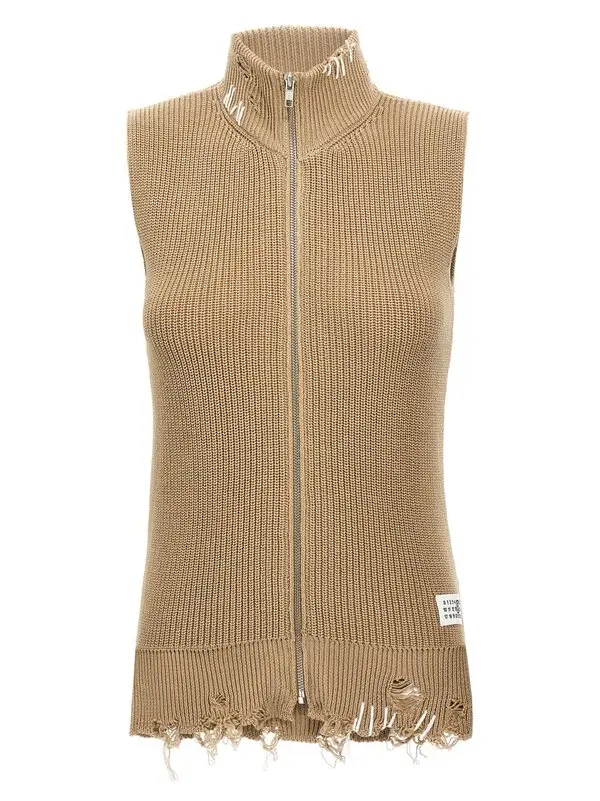 MAISON MARGIELA Cotton Knit Vest - Beige