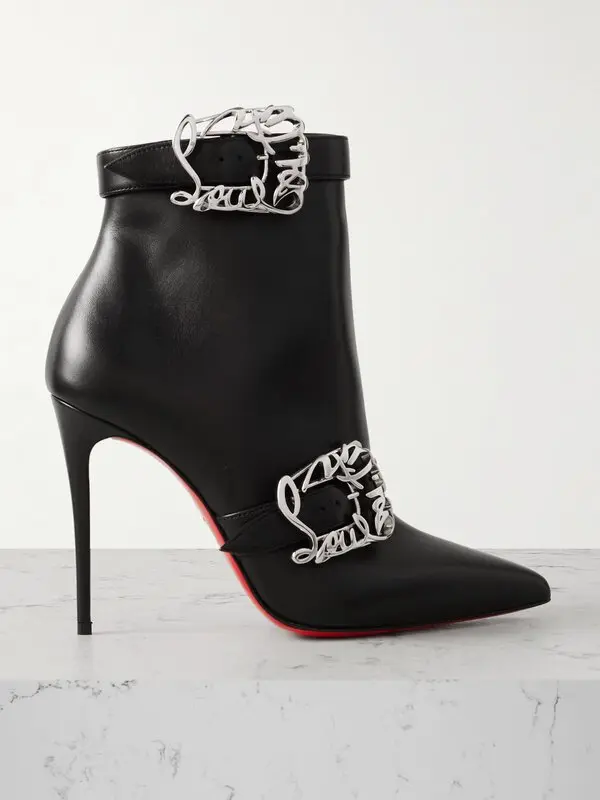 CHRISTIAN LOUBOUTIN Giddylina 100 Buckle-embellished Leather Ankle Boots
