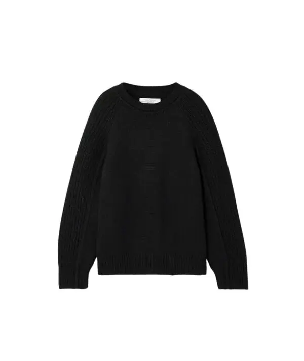 Another Tomorrow Oversized Ribbed Cashmere And Wool-blend Sweater - Black