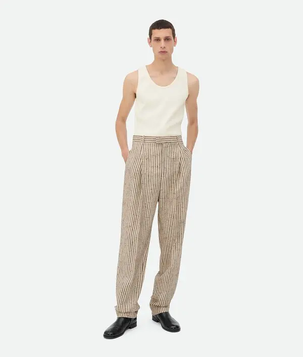 Bottega Veneta Knotted Viscose And Silk Trousers - Talc/loam