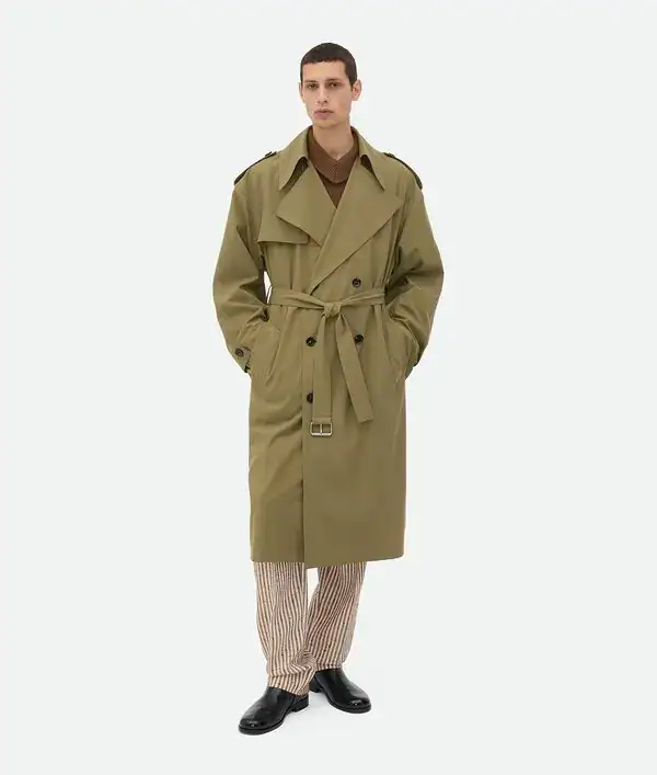 Bottega Veneta Fine Wool Trench Coat Algae Editorialist